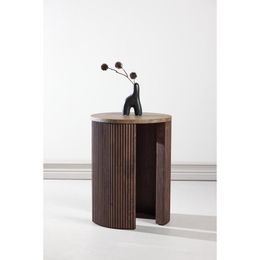 Beistelltisch Ablagetisch, MDF, rund, schmal, hoch, dezent, klar braun B/H/T: 40cm x 52cm x 40cm