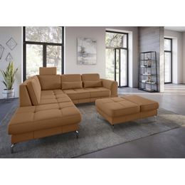 Sit & More sit&more Ecksofa &raquo;Bendigo L-Form&laquo; inklusive Sitztiefenverstellung, Bodenfreiheit 12 cm, in 2 Fu&szlig;farben braun B/H/T: 258cm x 84cm x 226cm, NaturLEDER ,