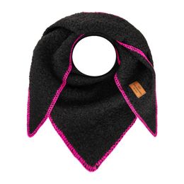 Zwillingsherz Damen Dreieckstuch &raquo;"Teddy Stitch"&laquo; weiche Teddy-Struktur, Ziernaht-Rand, klassische Dreiecksform schwarz Einheitsgr&ouml;&szlig;e