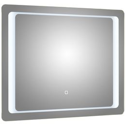 Badspiegel SAPHIR, B:90cm H:70cm T:3cm, silber, Aluminium, Spiegel, "Quickset 326, inklusive Touchsensor, 90cm breit"
