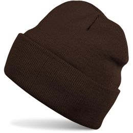 styleBREAKER Damen Strickm&uuml;tze "Winter Strickm&uuml;tze mit Krempe", braun, Modisch, Obermaterial: 100% Polyacryl PAN., M&uuml;tzen