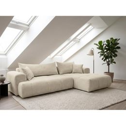 WERK2 Ecksofa &raquo;Ewela-Bubble 265 x 145 cm modern und bequem&laquo; Boucl&eacute;, L-Form, Schlaffunktion, Bettkasten beige 100% Polyester B/H/T: 265cm x 100cm x 