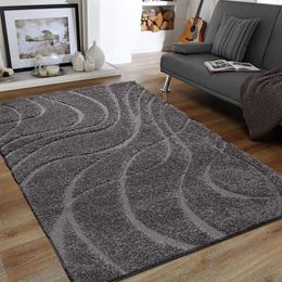 Sanat Hochflor-Teppich &raquo;Luxus 3503 , auch in Rund erh&auml;ltlich&laquo; rechteckig 30 mm H&ouml;he robuster Langflor, weich, Wohnzimmer, Schlafzimmer grau Kunstfaser B : 