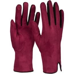 styleBREAKER Damen Fleecehandschuhe "Touchscreen Handschuhe Kontrast", rot, Modisch, Obermaterial: 10% Elasthan EL. 90% Polyester PES., Handschuhe