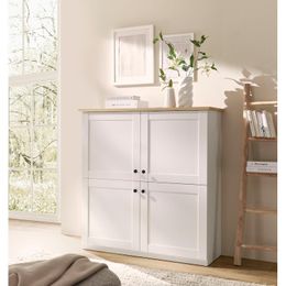 OTTO home Highboard &raquo;Brest, Schrank im Landhausstil, Wohnzimmerschrank, Mehrzweckschrank&laquo; schwarze Metallgriffe, ausreichend Stauraum, 128 cm hoch 