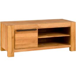 Lowboard Home Affaire, B:125cm H:51cm T:45cm, braun, Holz teilmassiv, Wohnzimmer, Sideboards, 2 offene F&auml;cher, 2 Holzt&uuml;ren inkl. D&auml;mpfer, teilmassiv