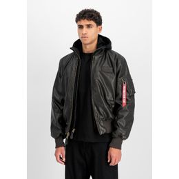 Herren Lederjacke "MA-1 D-Tec Faux Leather", braun, Gr. XXXL, Alpha Industries, Obermaterial: 100% Polyurethan, Futter: 100% Nylon, Kapuze: 75%