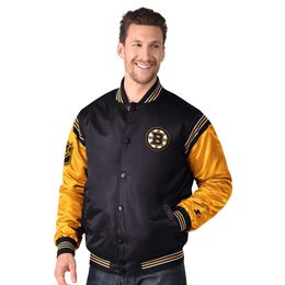 starters STARTER Herren Bomberjacke "Starter Jacke Boston Bruins Starter Satin Varsity", schwarz, Gr. XXL, Popeline;Jersey, 100% Polyester, Jacken