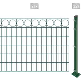 Arvotec Doppelstabmattenzaun &raquo;EASY 120 zum Aufschrauben "Ring" mit Zierleiste&laquo; Zaunh&ouml;he 120 cm, Zaunl&auml;nge 2 - 60 m gr&uuml;n Kunststoff, Stahl H/L: 120cm x 42m, 