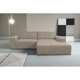 WERK2 Ecksofa &raquo;Rio 262 x 188 cm modern und bequem&laquo; Cord, L-Form beige 90% Polyester, 10% Nylon B/H/T: 262cm x 83cm x 188cm, Cord, Ottomane rechts