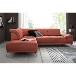 OTTO home Ecksofa &raquo;Caluna&laquo; Inkl.Sitztiefenverstellung, wahlweise mit Kopf- und Armteilverstellung orange Luxus-Microfaser Vintageoptik (100% Polyester