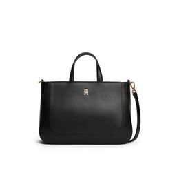 Tommy Hilfiger Damen Satchel "TH GLAM SATCHEL", schwarz, Lederimitat, Taschen, Damen Umh&auml;ngetasche, Tragetasche, Schultertasche mit TH-Logo