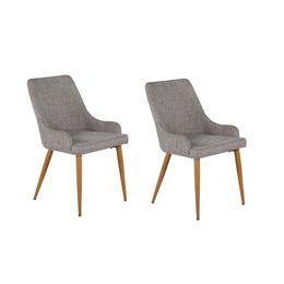 Esszimmerstuhl VENTURE HOME, B:49cm H:86cm T:58cm, grau, Polyester, Stahl, St&uuml;hle, "Plaza, 2er-Set Esszimmerst&uuml;hle in Hellgrau, Eichen-Optik-Beine,
