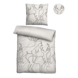 Bettw&auml;sche Biberna, beige, Flanell, Obermaterial: 100% Baumwolle, Bettw&auml;sche, "0840517", kuschelig warm, samtweich, Melange, 100% Baumwolle, made in