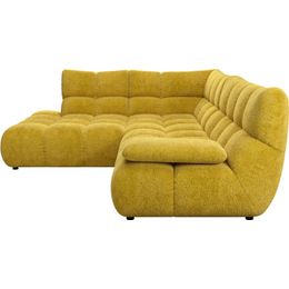 Ecksofa Home Affaire, B:289cm H:85cm T:215cm, gelb, 100% Polyester, Wohnzimmer, Sofas, "Cozy Bubble, mit klappbarer Armlehne, Breite 289 cm", mit