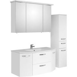 Badm&ouml;bel-Set &raquo;Quickset 326, 4-teilig, mit Mineralmarmorwaschtisch&laquo; 4 Stk. tlg. wei&szlig; Spanplatte B/H/T: 145cmcm x 200cmcm x 48cmcm