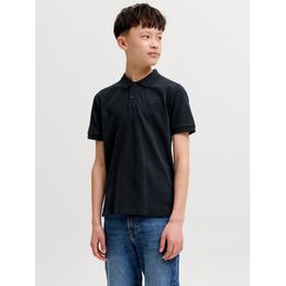 Jack & Jones Kinder Poloshirt "JPRBLAWESTON SS POLO JNR", schwarz, Gr. 140, JACK & JONES JUNIOR, unifarben, Single Jersey, Obermaterial: 100% Baumwolle, Shirts,