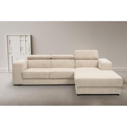 WERK2 Ecksofa &raquo;Cherry 270 x 192 cm modern und bequem&laquo; Cord, L-Form, XXL, Schlaffunktion, Bettkasten beige 90% Polyester, 10% Nylon B/H/T: 270cm x 76cm
