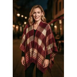 Damen XXL-Schal "Aspen", rot, Basic, Collezione Alessandro, unifarben, Polyacryl, Modet&uuml;cher, Made in Italy, Kuschelweich, mit Karo