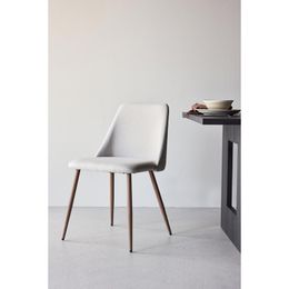 Esszimmerstuhl () Polsterstuhl, Stoffbezug, Stahlbeine, schlicht, modern wei&szlig; Polyester, Polyurethan, Stahl B/H/T: 48cm x 83cm, Leinenoptik