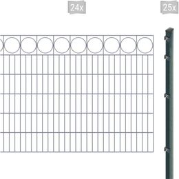 Arvotec Doppelstabmattenzaun &raquo;EXCLUSIVE 120 zum Einbetonieren "Ring" mit Zierleiste&laquo; Zaunh&ouml;he 120 cm, Zaunl&auml;nge 2 - 60 m grau Kunststoff, Stahl H/L: 120cm x 