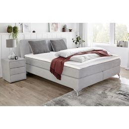 Jockenh&ouml;fer Boxspringbett, B:188cm L:209cm, grau, JOCKENH&Ouml;FER GRUPPE, Bezug Bett: Microfaser (100% Polyester);Topper und Matratzenspiegel: 100% Polyester,