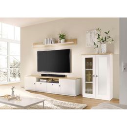 OTTO home Wohnwand &raquo;Brest, Anbauwand im Landhausstil, Komplettset, Wohnzimmer-Set&laquo; Set, 3 Stk. tlg. wei&szlig; Holzwerkstoff B/H/T: 293cmcm x 170cmcm x 