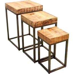 PAROLI Beistelltisch 3 Stk. tlg. braun B/H/T: 40cm x 60cm x 40cm