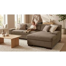 Ecksofa OTTO HOME, B:268cm H:74cm T:153cm, beige, 90% Polyester, 10% Nylon, Wohnzimmer, Sofas, "Faxe 268 x 153 cm, auch mit Schlaffunktion", L-Form,
