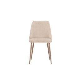 Esszimmerstuhl () Polsterstuhl, weicher Bezug, Stahlbeine, gepolstert, modern beige Polyester, Polyurethan, Stahl B/H/T: 48cm x 83cm, Samtoptik 