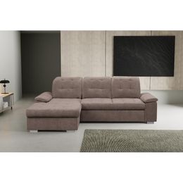 WERK2 Ecksofa &raquo;Carmen 264 x 170 cm modern und bequem&laquo; Luxus-Microfaser Chenille, L-Form, Sitztiefenverstellung, Bettkasten braun 92% Polyester, 8% 