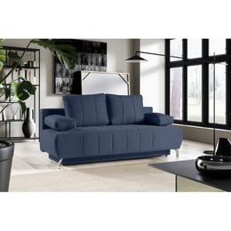 WERK2 Schlafsofa &raquo;Troya 210 cm Bettsofa mit Bettkasten und Federkern modern und bequem&laquo; Struktur grob, Schlaffunktion, Bettkasten blau 100% Polyester 