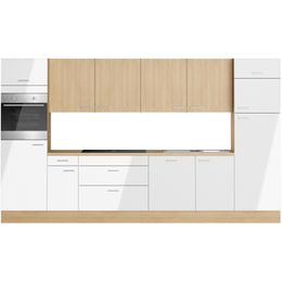 K&uuml;chenzeile KOCHSTATION, B:360cm H:211,8cm T:60cm, wei&szlig;, Komplettk&uuml;chen-Sets, "KS-Lucy wahlweise mit Induktionskochfeld mit integriertem Dunstabzug",