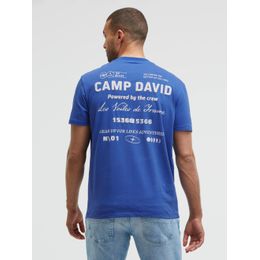 CAMP DAVID Herren Rundhalsshirt, blau, Gr. XL, bedruckt, Single Jersey, Material: 100% Baumwolle, Shirts, aus Baumwolle