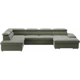 Sit & More Wohnlandschaft SIT & MORE, B:349cm H:73cm T:226cm, braun, 100% Polyester, Sofas, "Valantine U-Form, B: 349 cm", mit Arm- & Kopfteilverstellung,