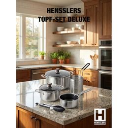 HENSSLERS Kochtopf &raquo;HENSSLERS Edelstahl-Topf-Set inkl. Grillzange & Pastasieb&laquo; Set, 7 tlg. Edelstahl silber 10 l