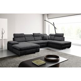 WERK2 Wohnlandschaft &raquo;Cordoba 359 x 232 cm inkl. Bett modern und bequem&laquo; Struktur, U-Form, XXL, Schlaffunktion, Bettkasten B/H/T: 359cm x 86cm x 232cm