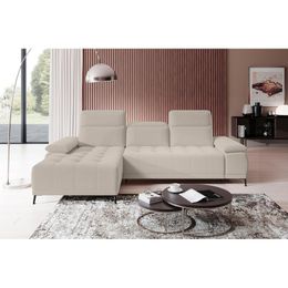 WERK2 Ecksofa &raquo;Focus-S 277 x 177 cm modern und bequem&laquo; Webstoff, L-Form, XXL, elektrische Sitztiefenverstellung beige 100% Polyester B/H/T: 277cm x 