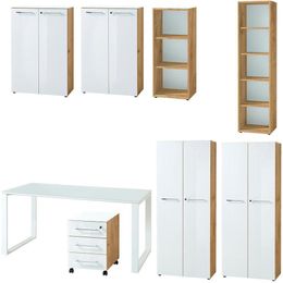B&uuml;rom&ouml;bel-Set Germania, wei&szlig;, Holzwerkstoff, Metall, Arbeitsm&ouml;bel-Sets, "GW-Monteria"