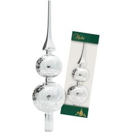 Christbaumspitze &raquo;Rankendekor gl&auml;nzend silber 33cm&laquo; Dekoriert mit Liebe zum Detail Glas Einheitsgr&ouml;&szlig;e