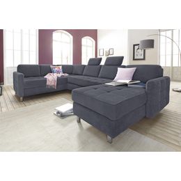 Sit & More Wohnlandschaft SIT & MORE, B:292cm H:80cm T:87cm, grau, Struktur (100% Polyester);Kunstleder SOFTLUX;Luxus-Microfaser ALTARA NUBUCK (100% Polyester),