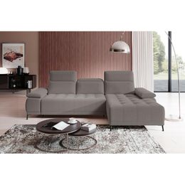 WERK2 Ecksofa &raquo;Focus-S 277 x 177 cm modern und bequem&laquo; Webstoff, L-Form, XXL, elektrische Sitztiefenverstellung grau 100% Polyester B/H/T: 277cm x 