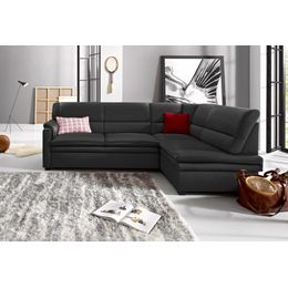 Sit & More Ecksofa SIT & MORE, B:245cm H:89cm T:161cm, schwarz, NaturLEDER (echtes Rindsleder), Korpus in Kunstleder SOFTLUX;Luxus-Microfaser (90% Polyester,