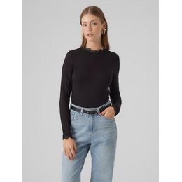 V&eacute;ro Moda VERO MODA Damen Langarmshirt "VMROSA LS HIGHNECK TOP JRS NOOS", schwarz, Gr. XL, unifarben, Jersey, Obermaterial: 95% Viskose, 5% Elasthan, Shirts,