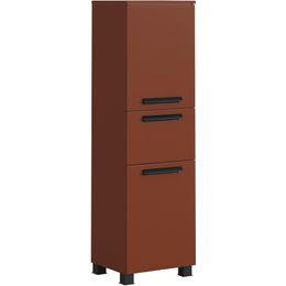 Midischrank Welltime, B:40cm H:130cm T:35cm, braun, MDF, Badezimmer, Schr&auml;nke, "SALVADA, Midischrank 40 cm, ged&auml;mpfte Scharniere, Softclose", Rot,