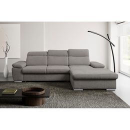 WERK2 Ecksofa &raquo;Palma 282 x 185 cm modern und bequem&laquo; Chenille, L-Form, XXL, Schlaffunktion, Bettkasten grau B/H/T: 282cm x 88cm x 185cm, Chenille, 