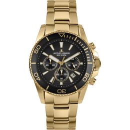 Jacques Lemans Herren Chronograph &raquo;Liverpool Diver&laquo; Quarzuhr, Armbanduhr, Herrenuhr, Edelstahlarmband, analog, Tag gold Einheitsgr&ouml;&szlig;e