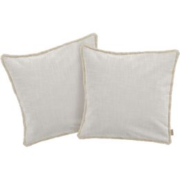 LeGer Home by Lena Gercke Dekokissen &raquo;Marusha&laquo; Leinenoptik, 50x50 Dekokissen, Fransen, modern, ohne F&uuml;llung, 1 St&uuml;ck beige Polyester B/L: 50cm x 50cm,