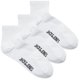 Jack & Jones JACK & JONES Herren Freizeitsocken "JACLEON SHORT TENNIS SOCKS 3 PACK SN", wei&szlig;, Baumwollmischung, unifarben, Socken, Baumwollmischung, Einheitsgr&ouml;&szlig;e