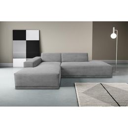 WERK2 Ecksofa &raquo;Apollo 264 x 188 cm modern und bequem&laquo; Cord, L-Form grau 90% Polyester, 10% Nylon B/H/T: 264cm x 70cm x 188cm, Cord, Ottomane links